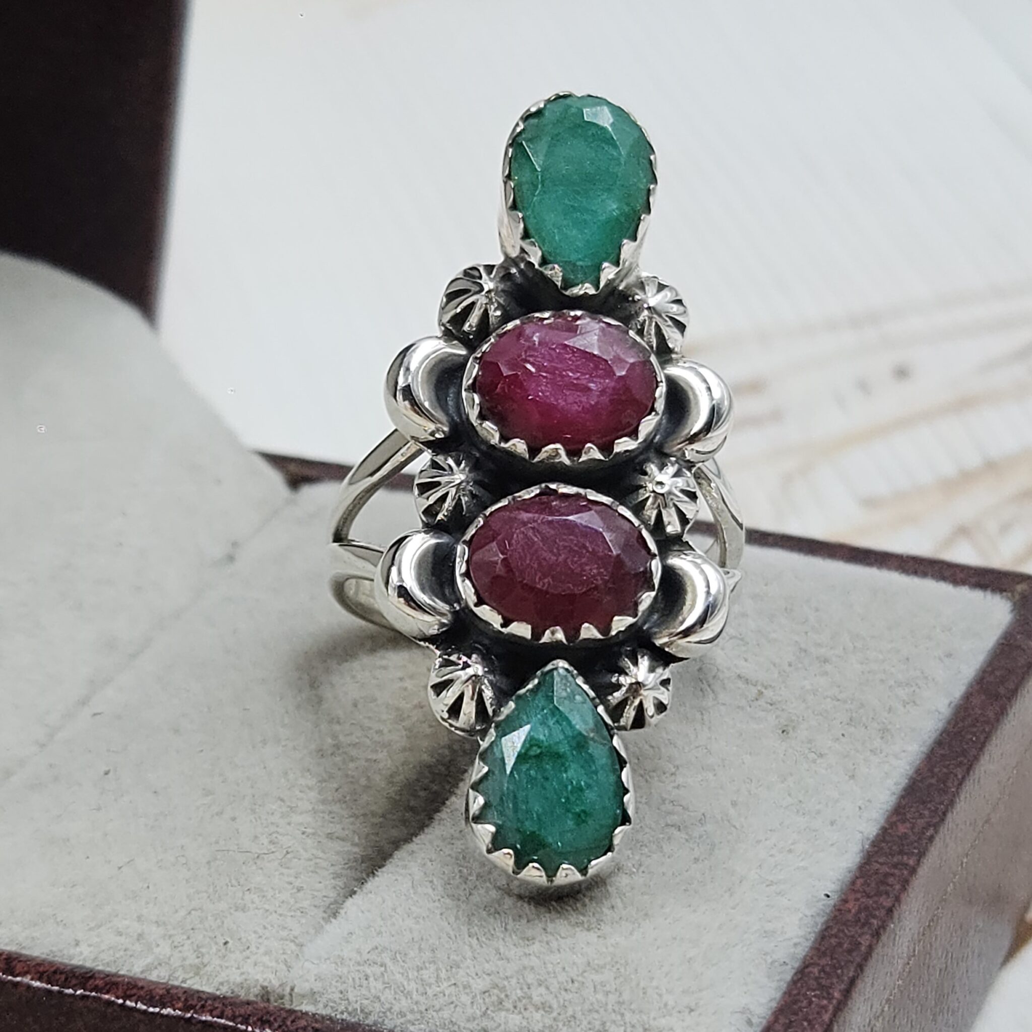 Shop Ruby & Emerald 925 Sterling Silver Ring (REXT17-59 ...