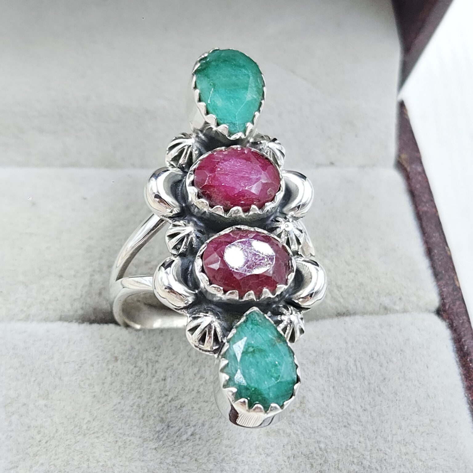Shop Ruby & Emerald 925 Sterling Silver Ring (REXT17-59 ...